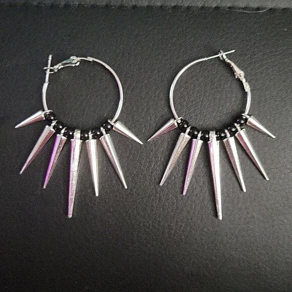 Closet Fairy | Jewelry | Spiked Hoop Earrings With Alternating Black ...